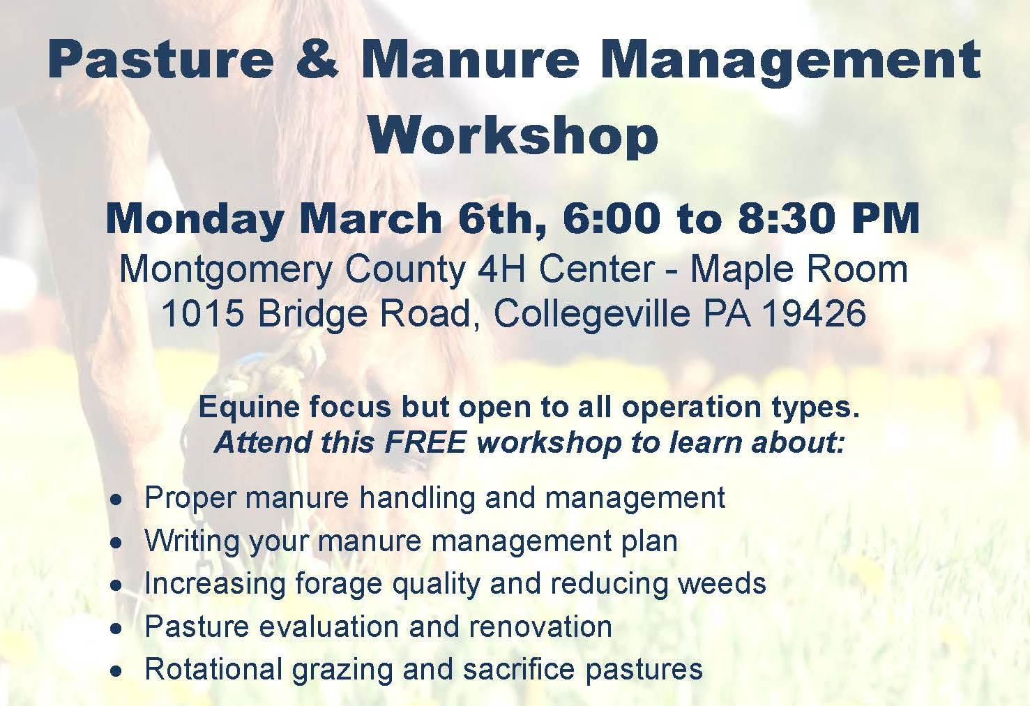 Pasture and Manure Management Workshop March 6